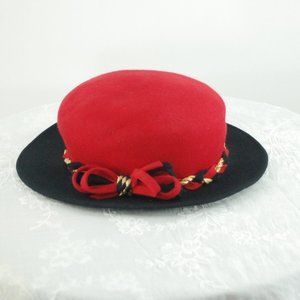 Accessories | Red And Black Wool Felt Vintage Hat | Poshmark
